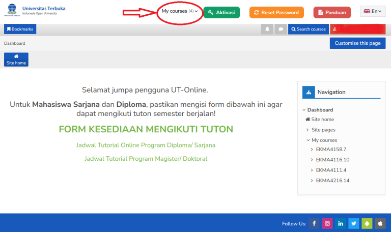 Bagaimana cara melihat matakuliah Tutorial Online pada elearning.ut.ac.id? – Home